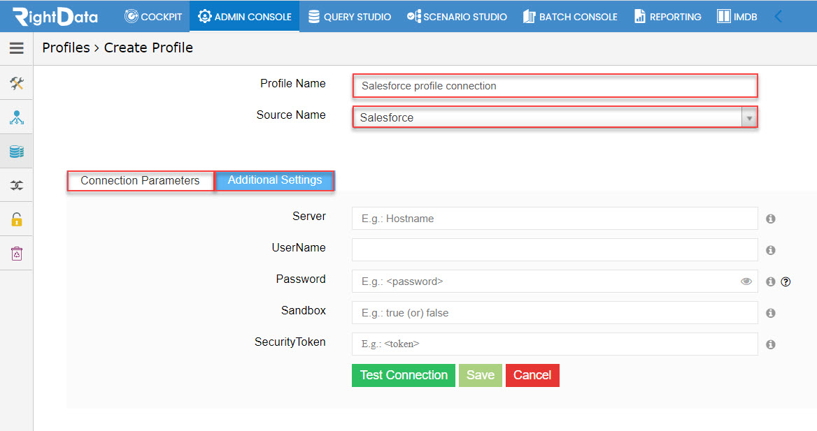 Steps involved in creating Salesforce profile connection – RightData
