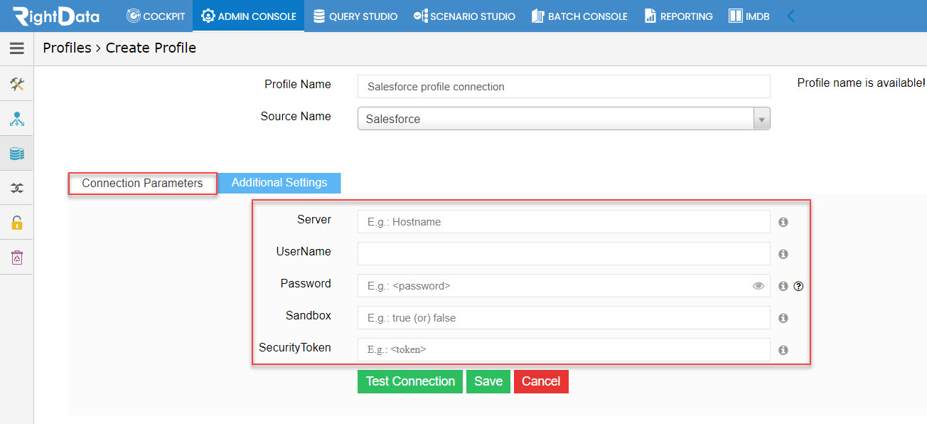 Steps involved in creating Salesforce profile connection – RightData