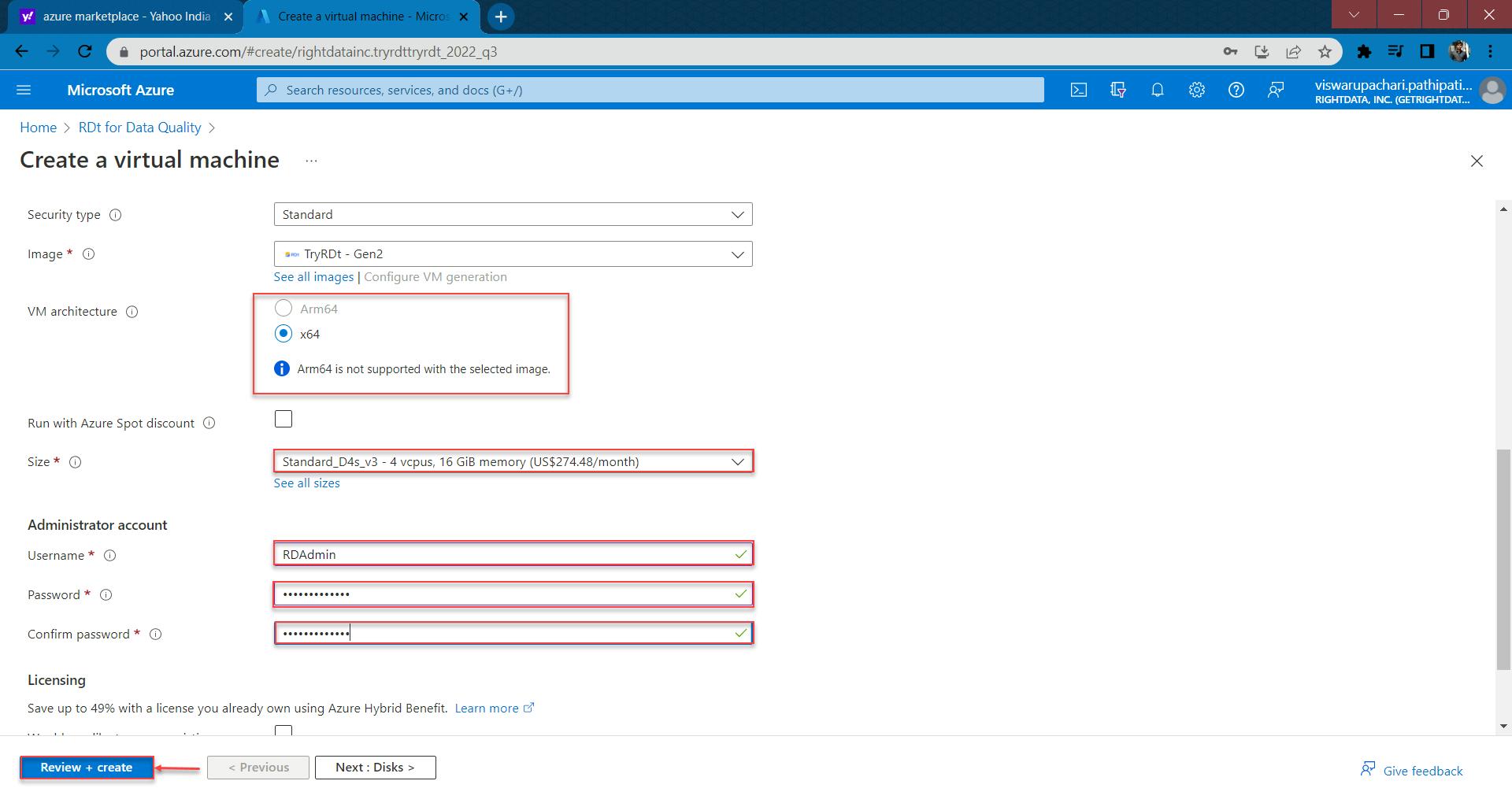 Steps involved installing DataTrust (RDt) application on Azure – RightData