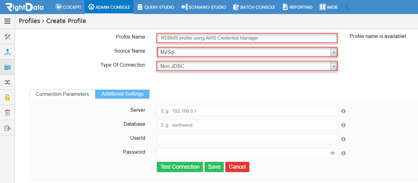 Establish RDBMS JDBC type profile connections using AWS Secrets Manager – RightData