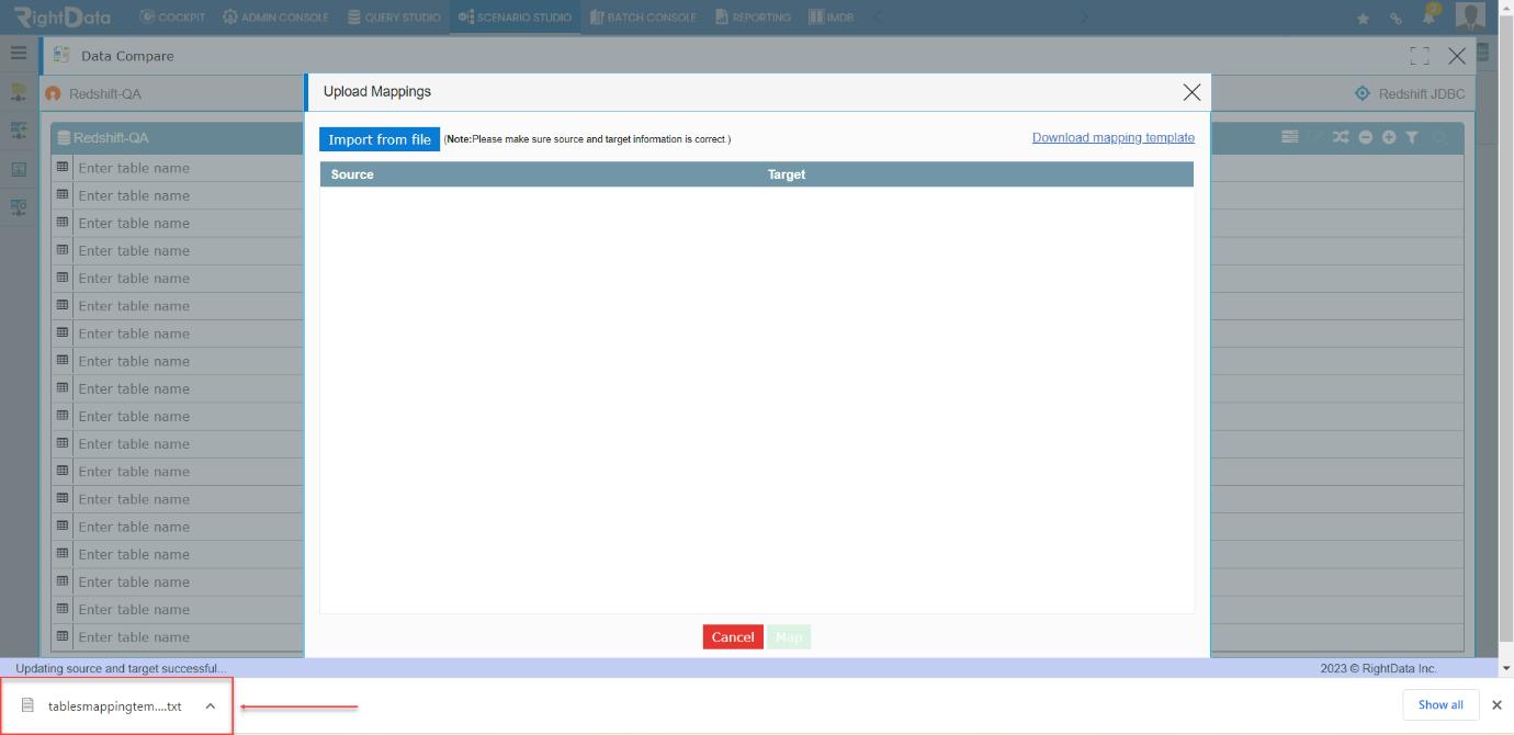 Bulk data comparison using mapping file – RightData