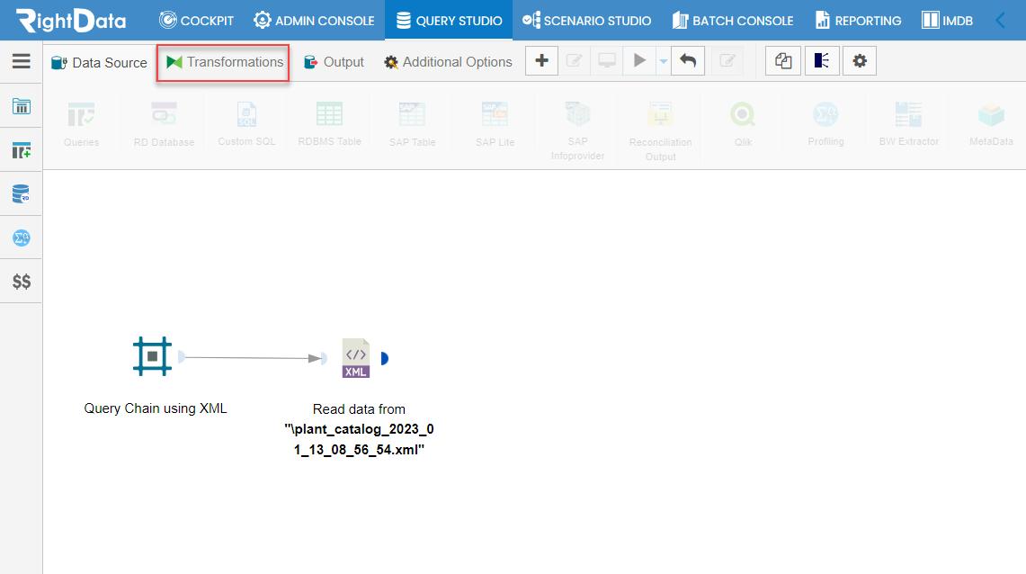 Query Chain Using Xml As Data Source Rightdata