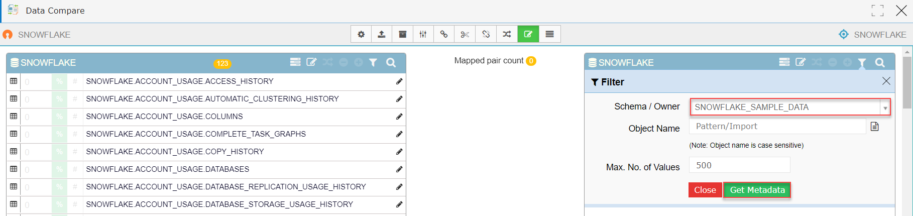 Pushdown Reconciliation Using Data Compare Snowflake Data Source Rightdata 