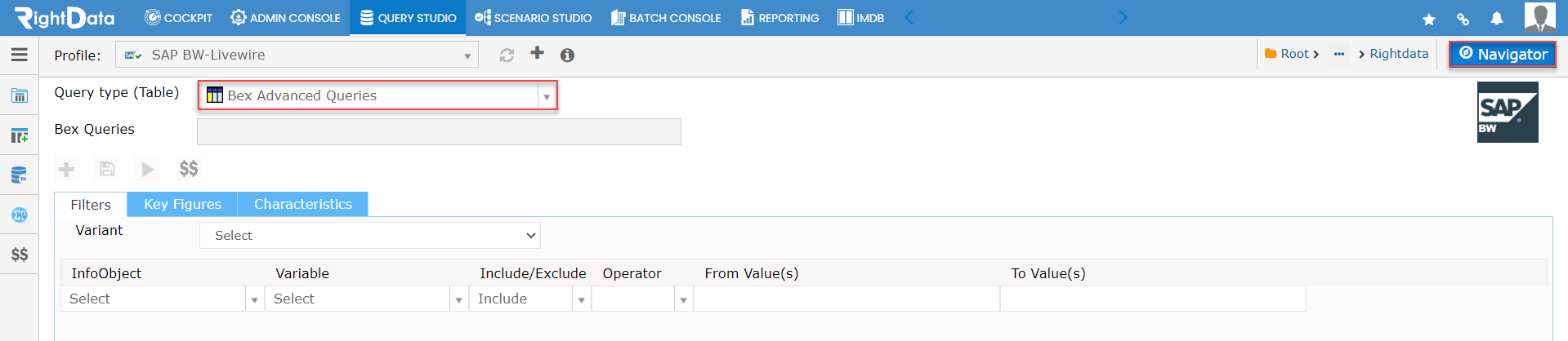 Query SAP BW BEx report – RightData