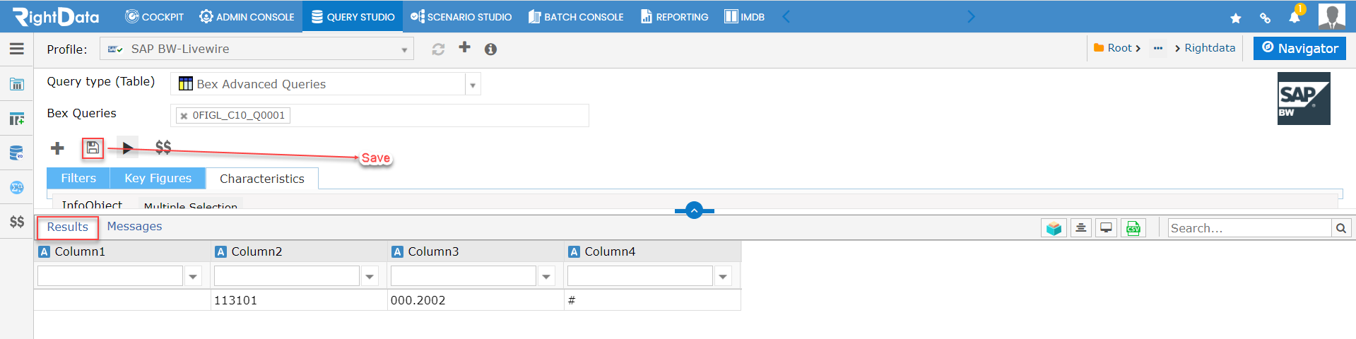 Query SAP BW BEx report – RightData
