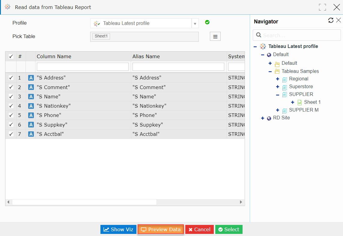 FDR using Tableau profile – RightData