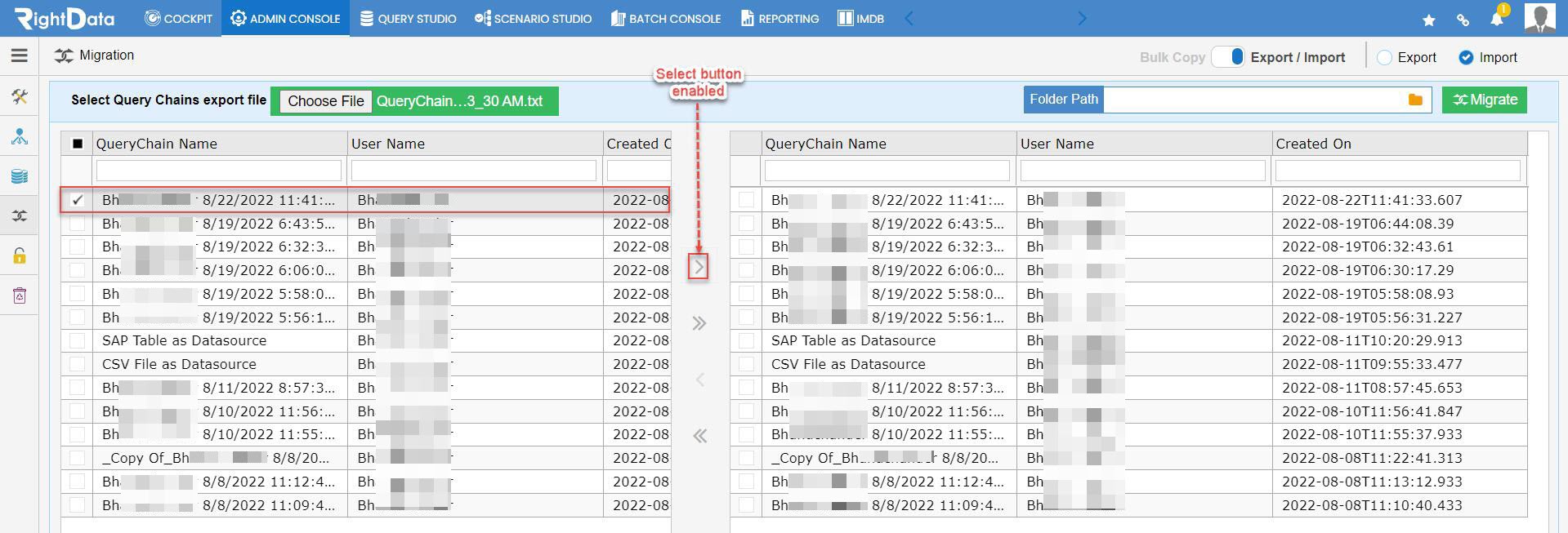 Query Chains Content Management system – RightData