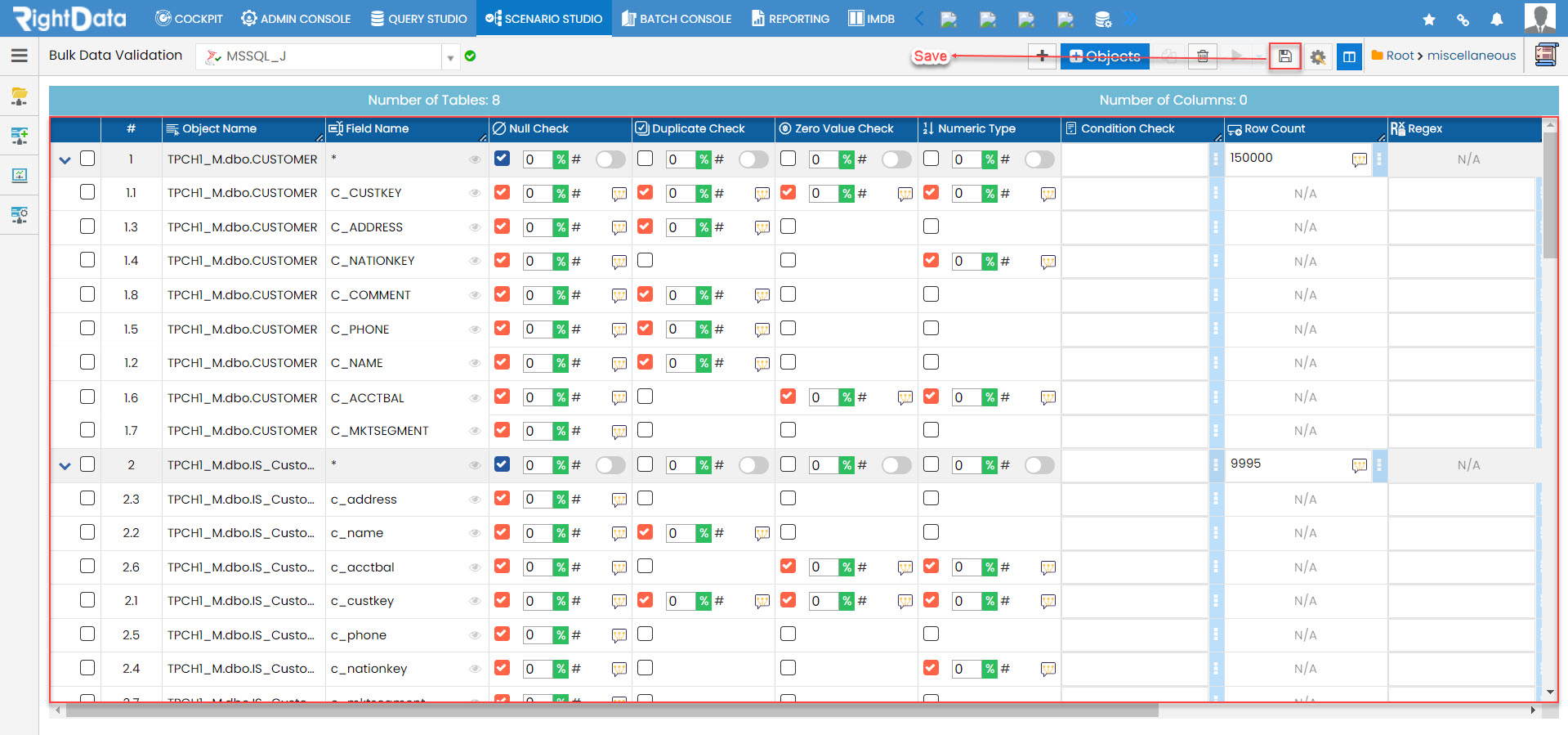 Enable rule recommendation in Bulk Data Validation – RightData