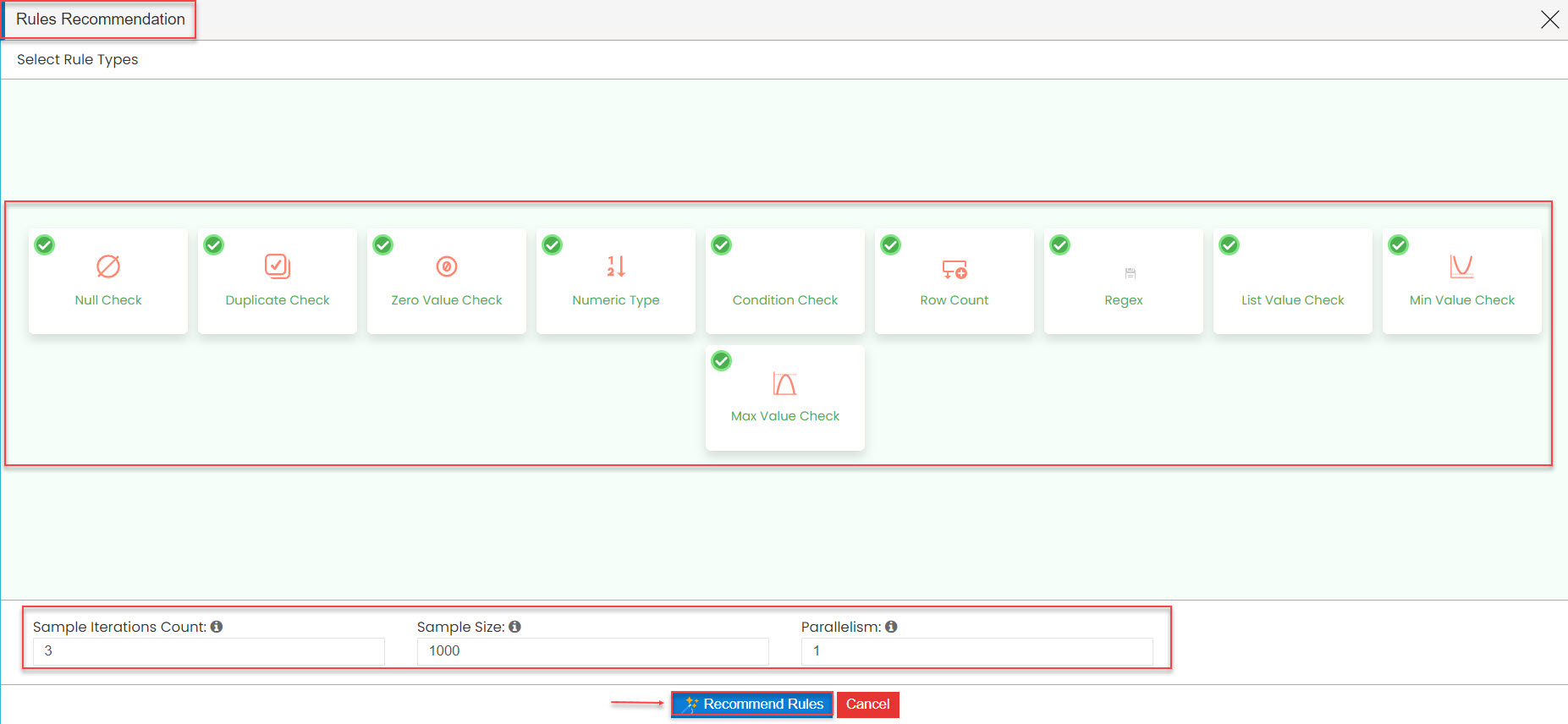 Enable rule recommendation in Bulk Data Validation – RightData