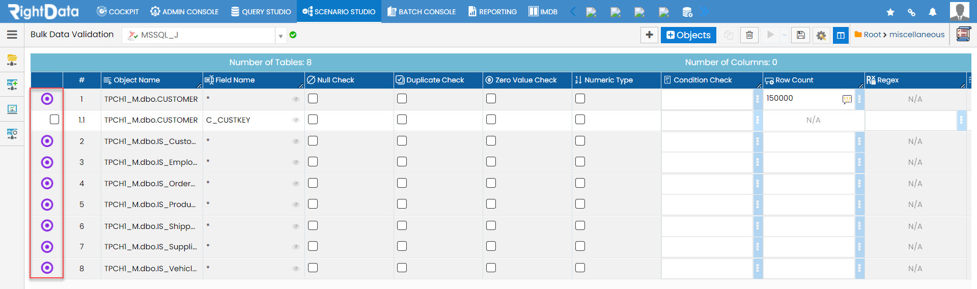 Enable rule recommendation in Bulk Data Validation – RightData