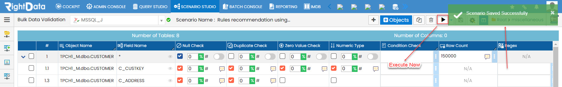 Enable rule recommendation in Bulk Data Validation – RightData