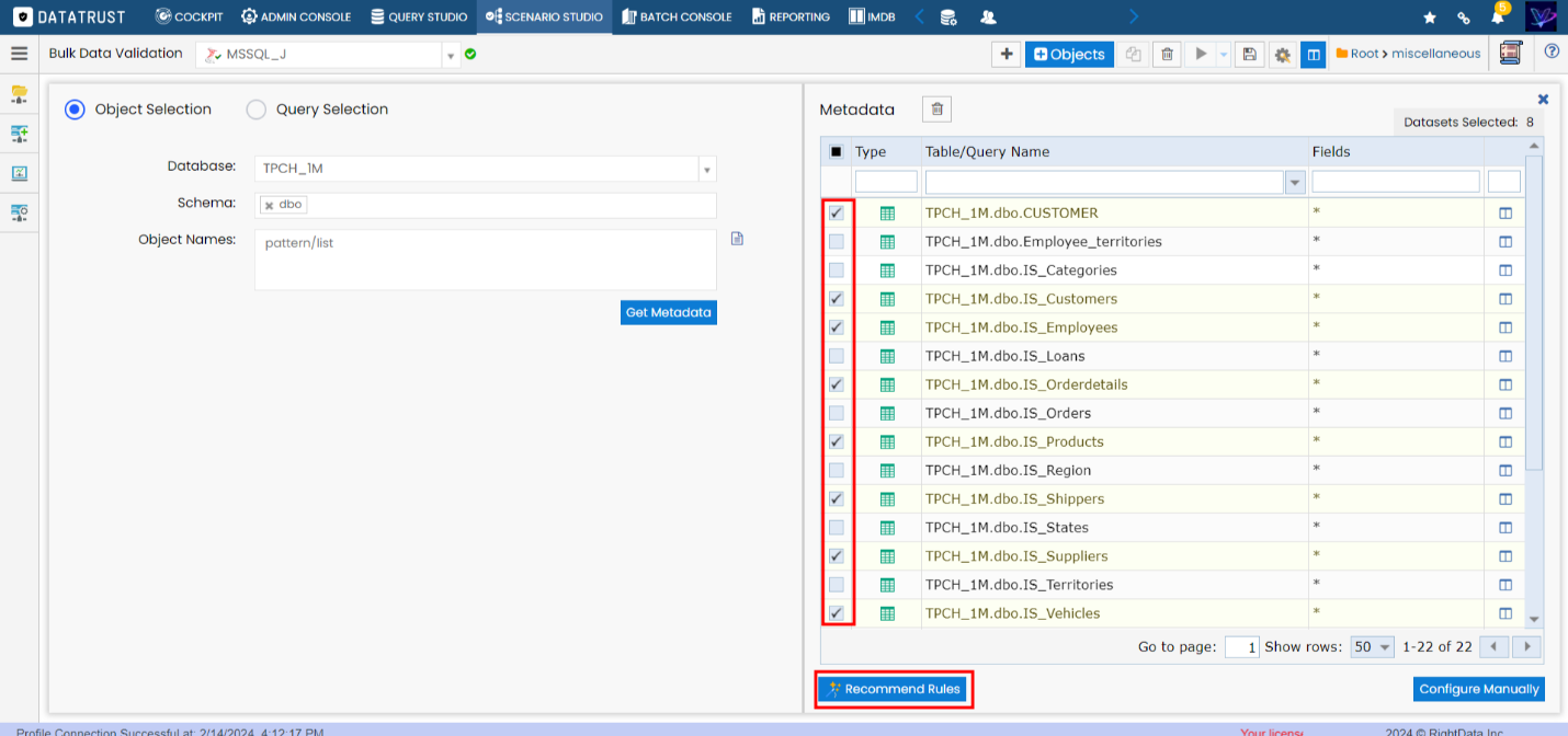 BDV Rule Recommendation – RightData