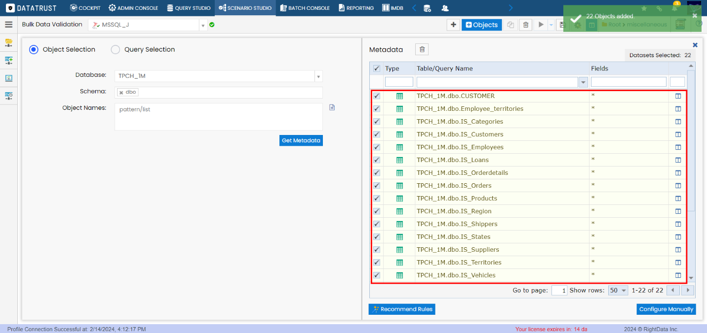 BDV Rule Recommendation – RightData