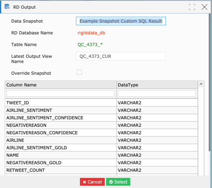Snapshot data from Custom SQL Query Results – RightData
