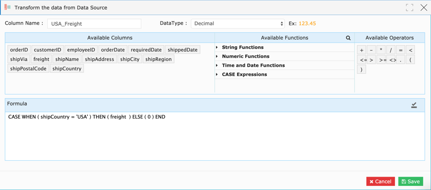 Transform Data – Add Derived Columns – RightData