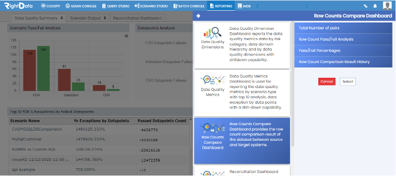 Row Count Compare Report – RightData