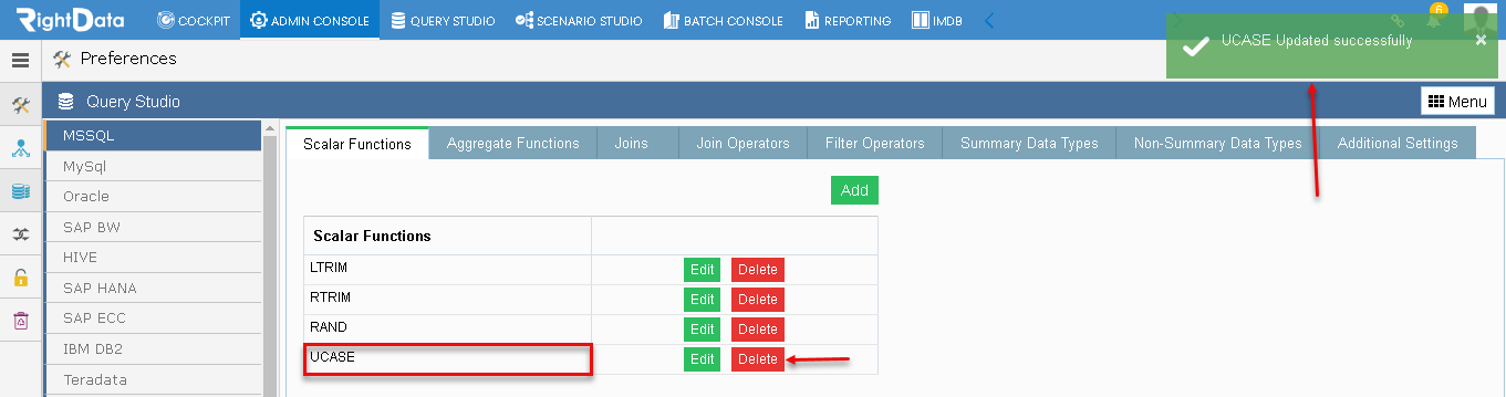 Query Studio (Global Query Settings) – RightData