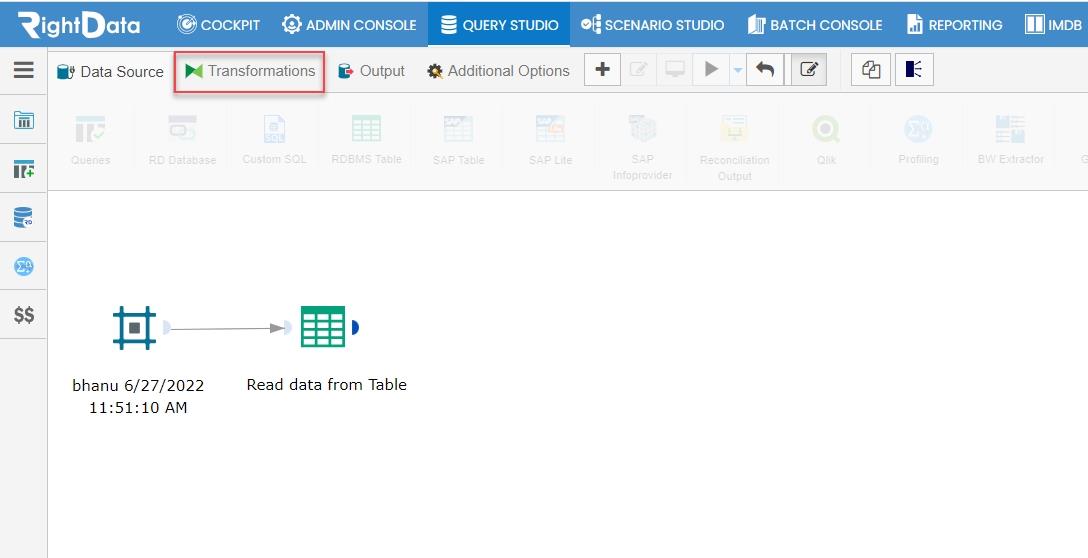 Query Chain execution using Projection transformation – RightData