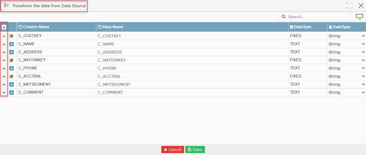 Query Chain execution using Projection transformation – RightData