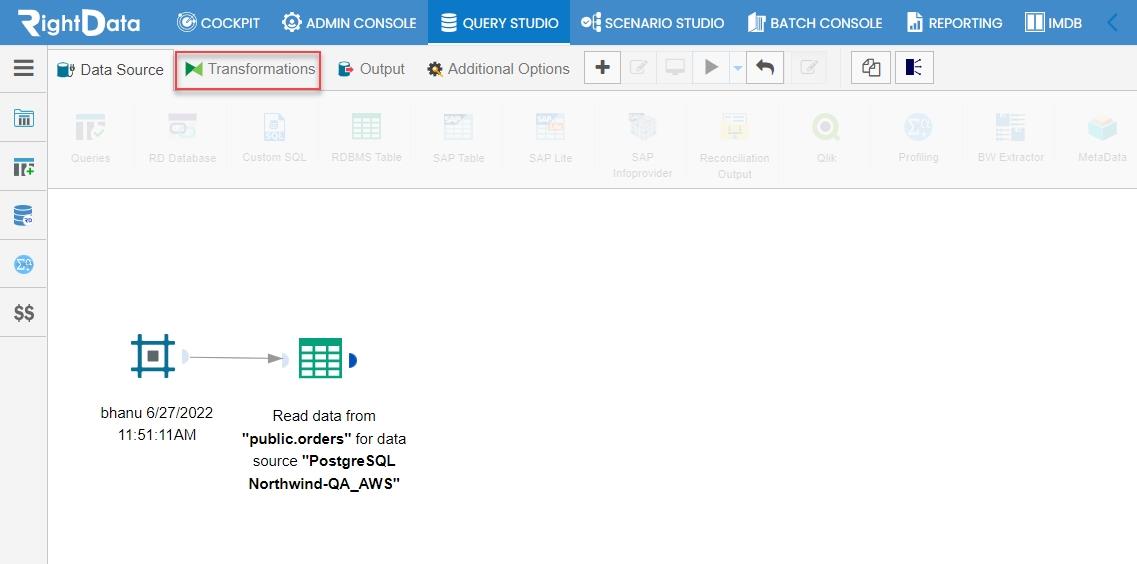 Query Chain execution using Aggregation transformation – RightData