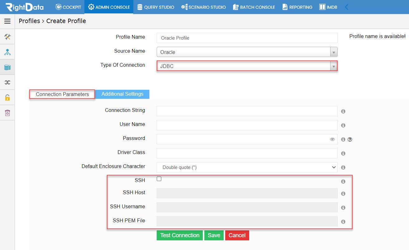 Oracle Jdbc Connection Profile New Params For Ssh Tunnel Rightdata