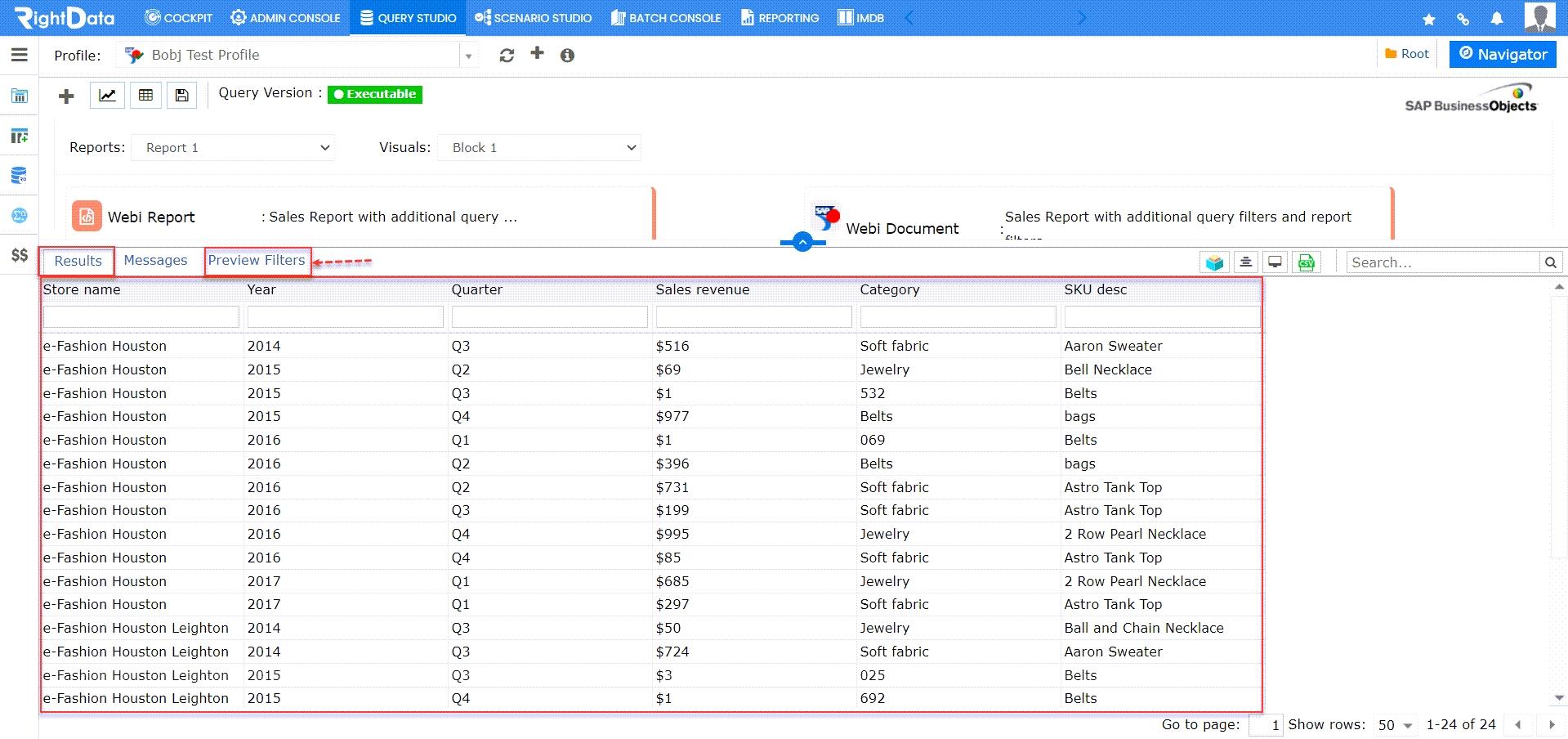Enhancement to filters/prompts in all reporting profiles such as BOBJ, Power BI, and Tableau ...