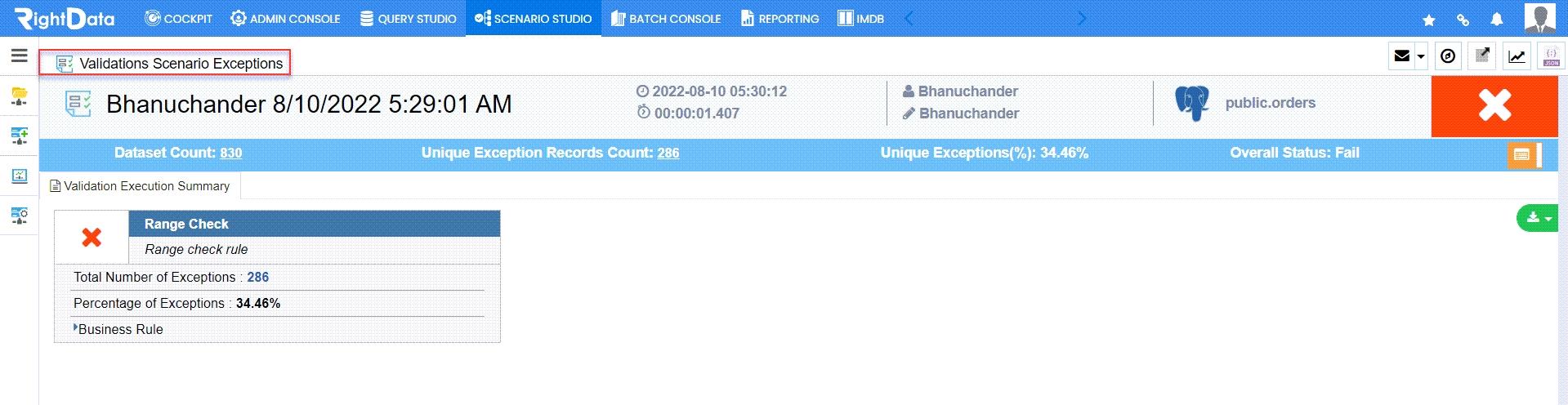Validation using Range Check business rule – RightData
