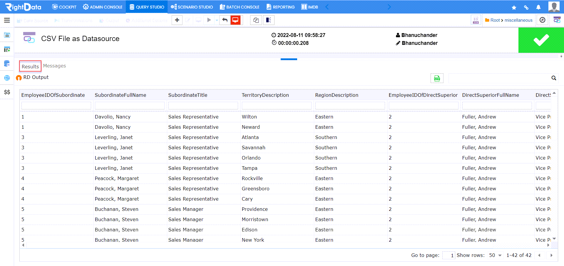 Snapshot data from Local CSV File – RightData