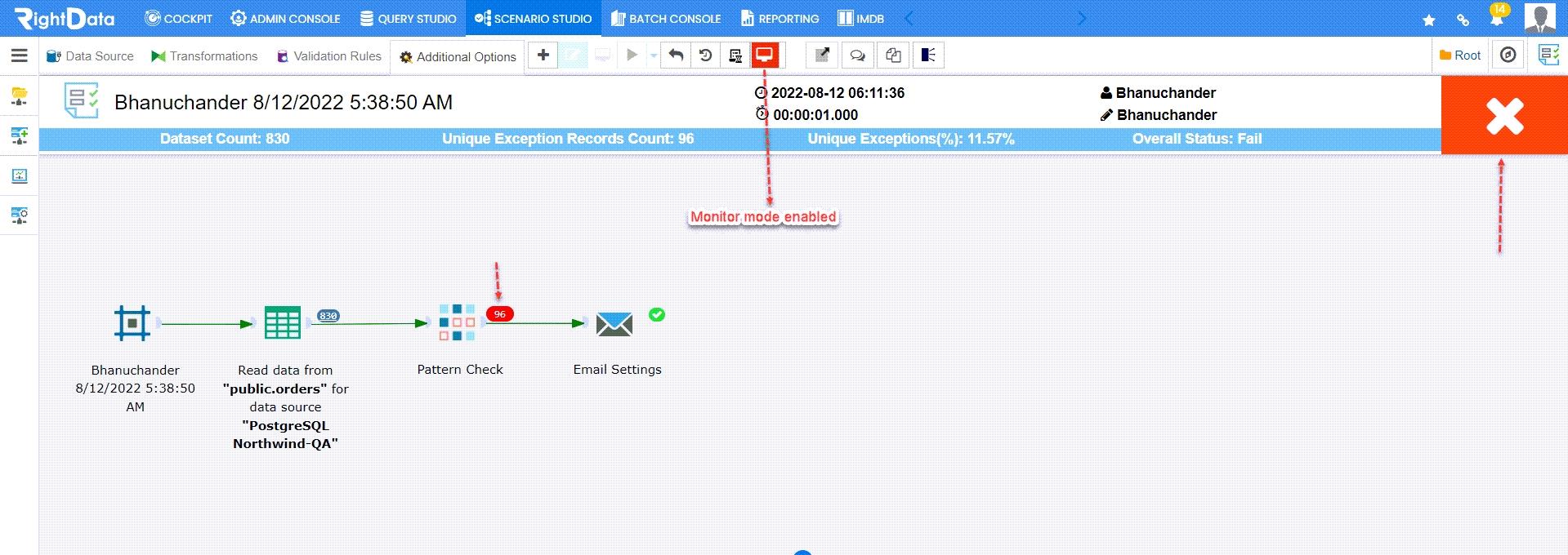 Validation using Pattern Check business rule – RightData