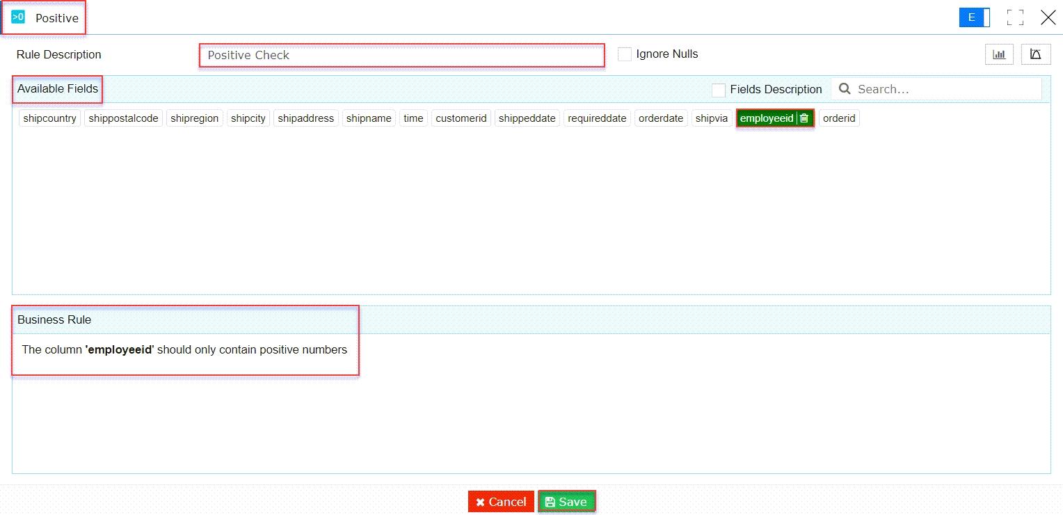 Validation using Positive Check business rule – RightData