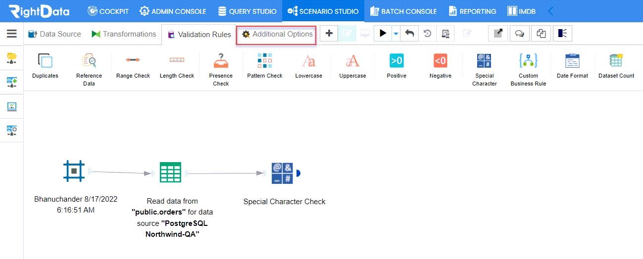 Validation using Special Character Check business rule – RightData